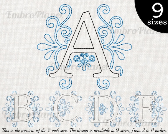 V6 Outline Regal Letters ABCDE Designs for Embroidery - Etsy