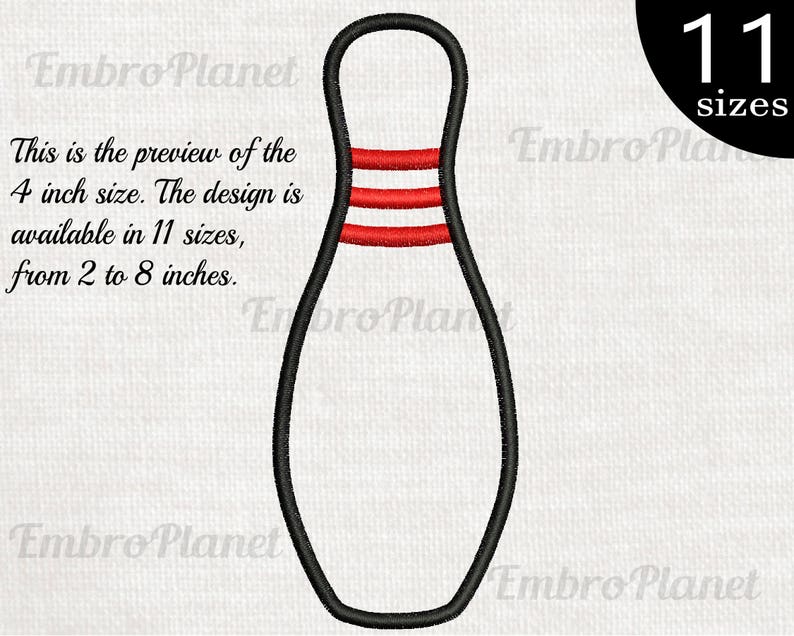 Applique Bowling Pin Design for Embroidery Machine Digital - Etsy