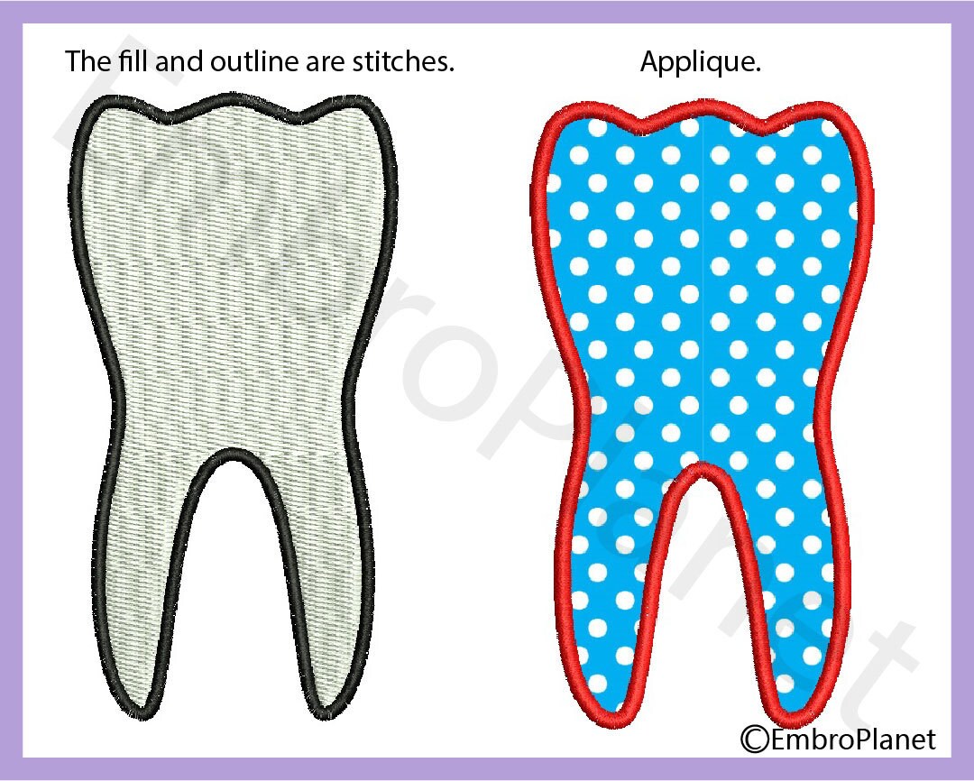 Tooth - Designs for Embroidery Machine Digital Graphic File Stitch ...