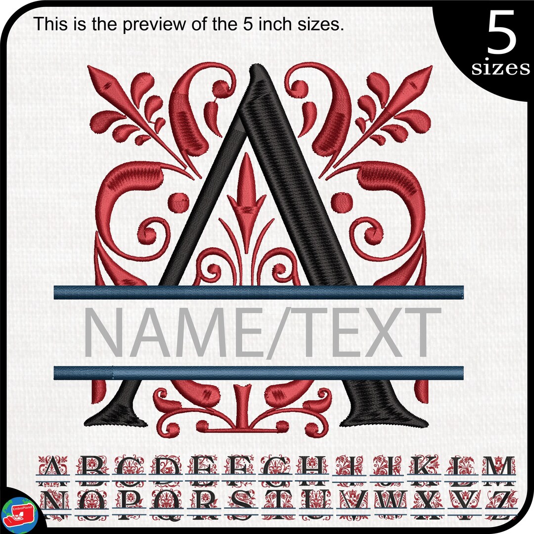 Split Regal Font Alphabet - Designs for Embroidery Machine Instant ...