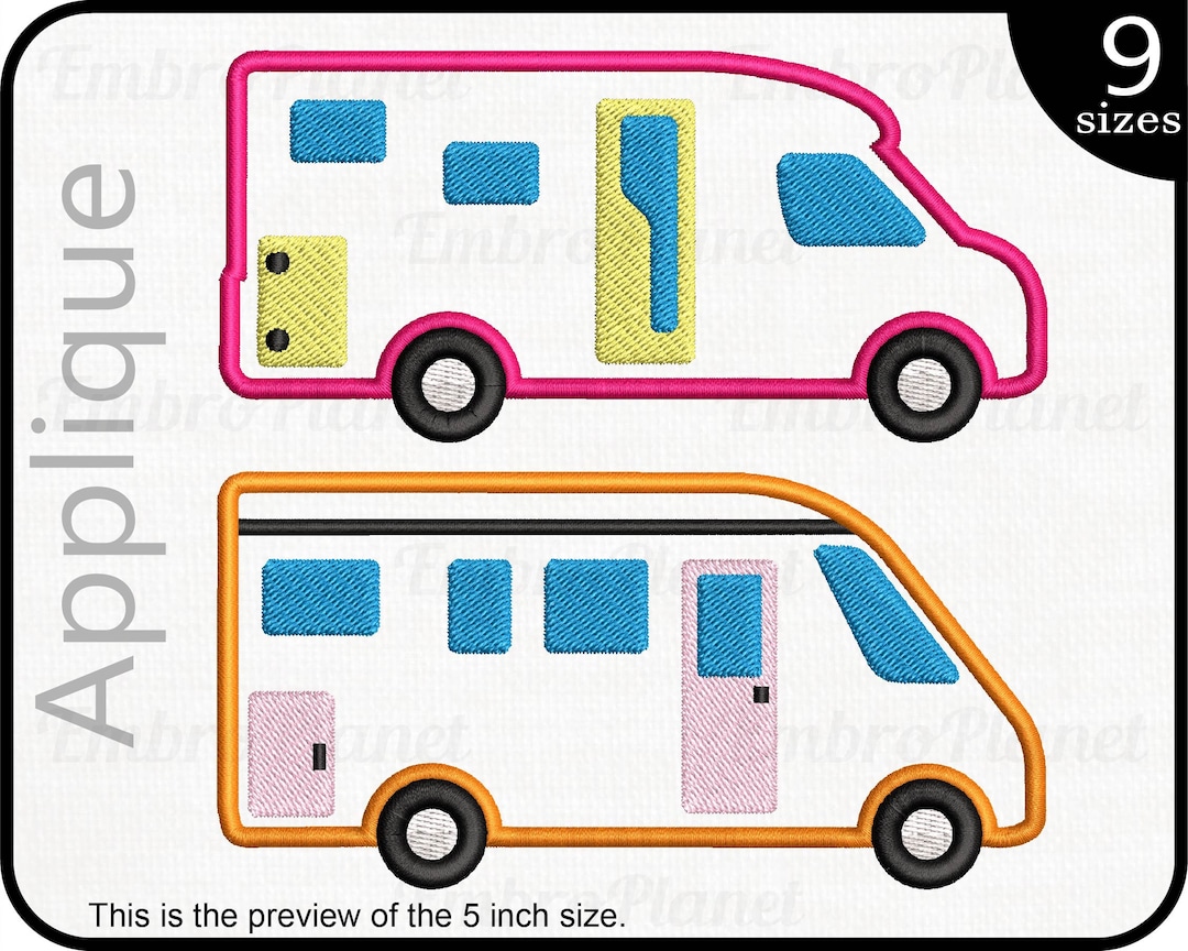 Applique Campervan - Designs for Embroidery Machine Instant Download ...