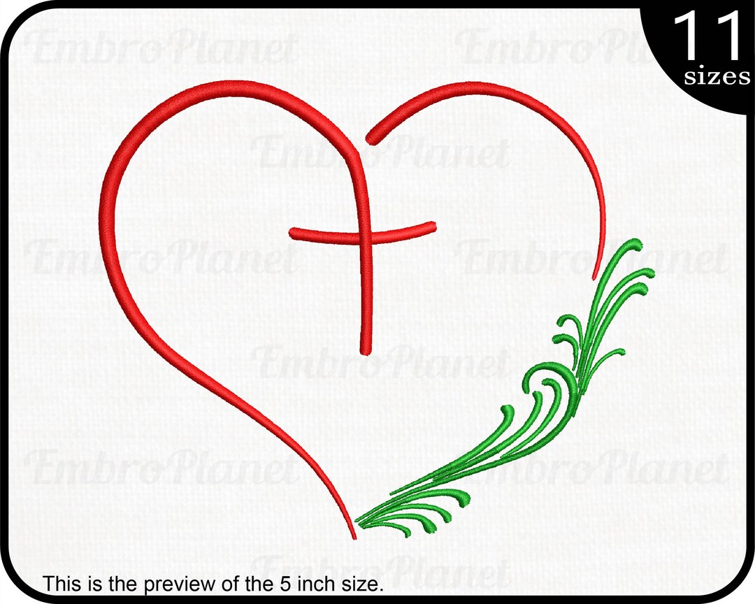 Heart Blessed - Design for Embroidery Machine Instant Download Digital ...