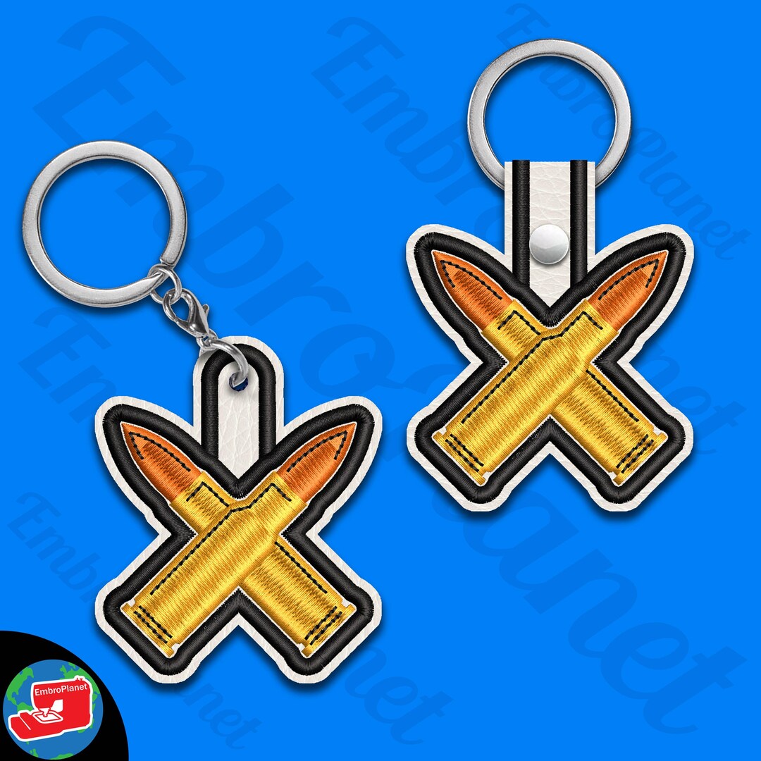 Satin Crossed Bullets Keychain Digital Item - Tab Key Fob ITH Keyring ...