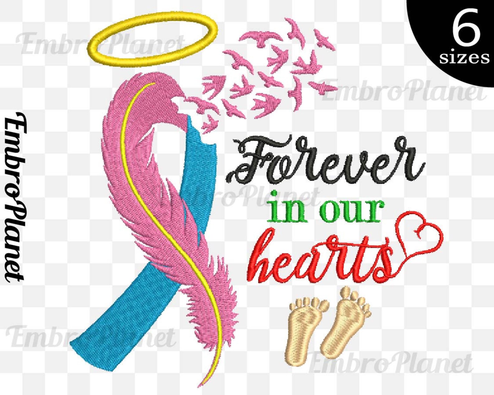 Forever in Our Hearts Ribbon Design for Embroidery Machine - Etsy