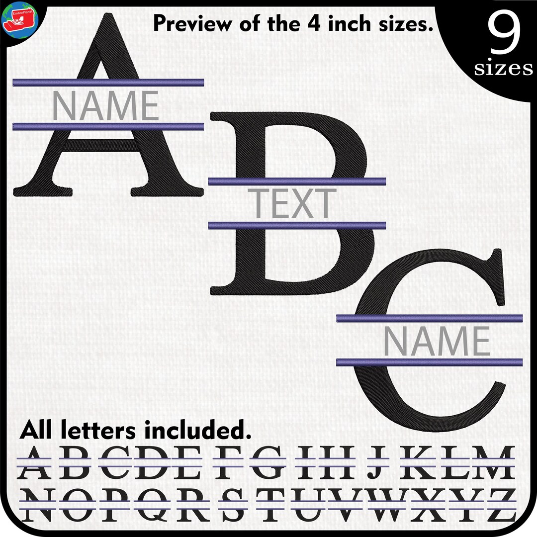 Split Royal Embroidery Font – Machine Embroidery Designs (digital ...