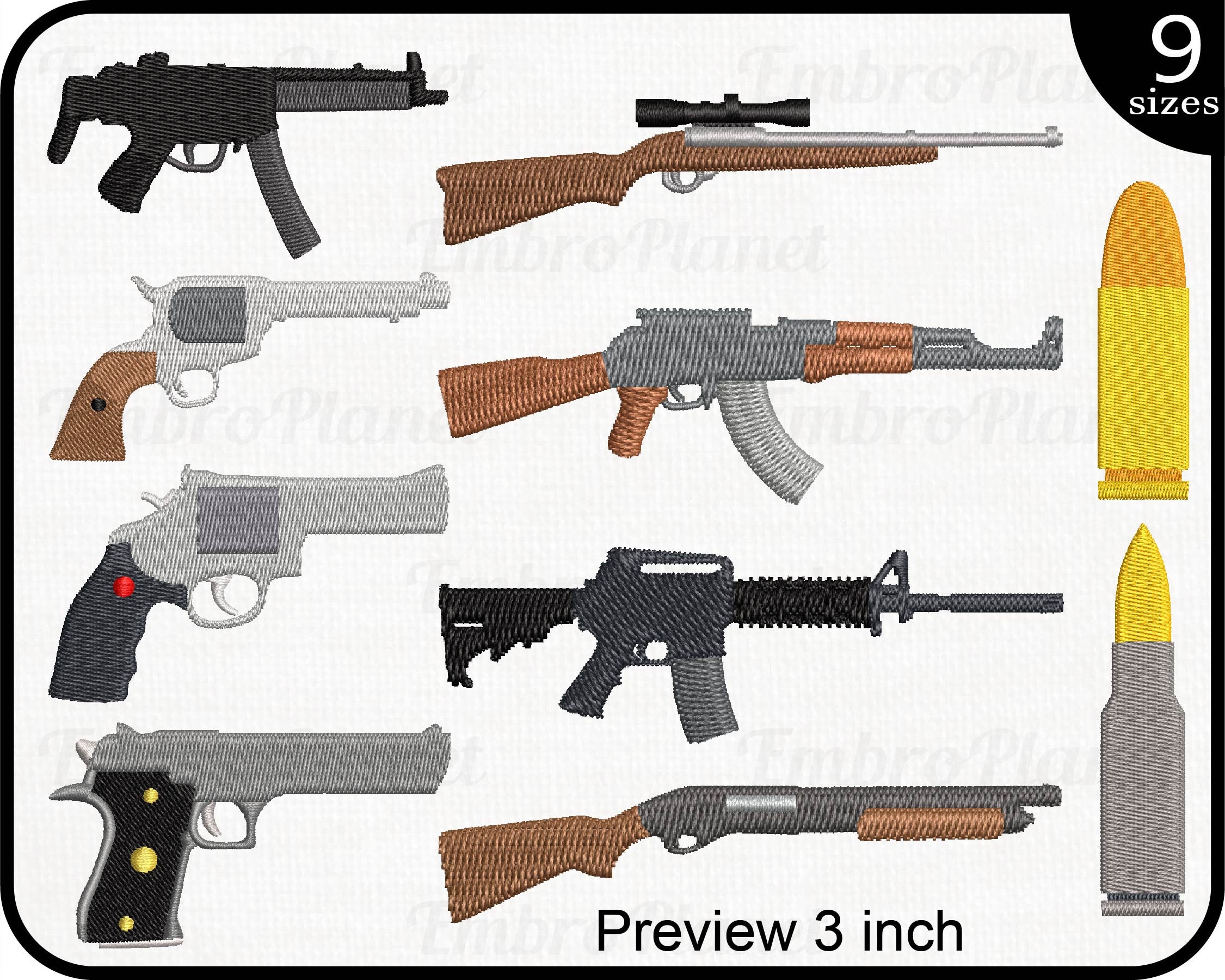 Guns Embroidery Designs – Machine Instant Download (9 Sizes) - Etsy