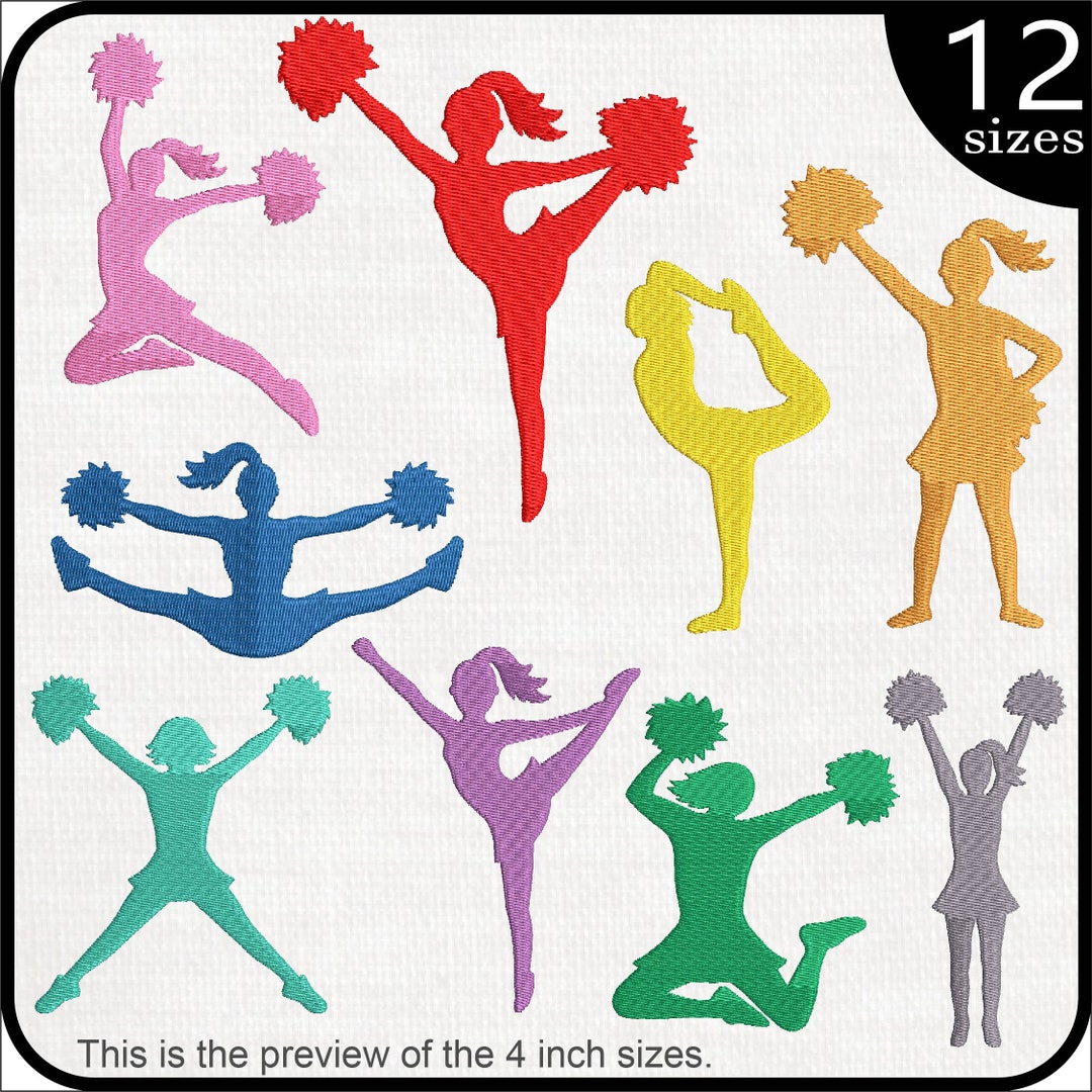Cheerleader Embroidery Designs – Pom Poms, Sports, Dance (digital ...