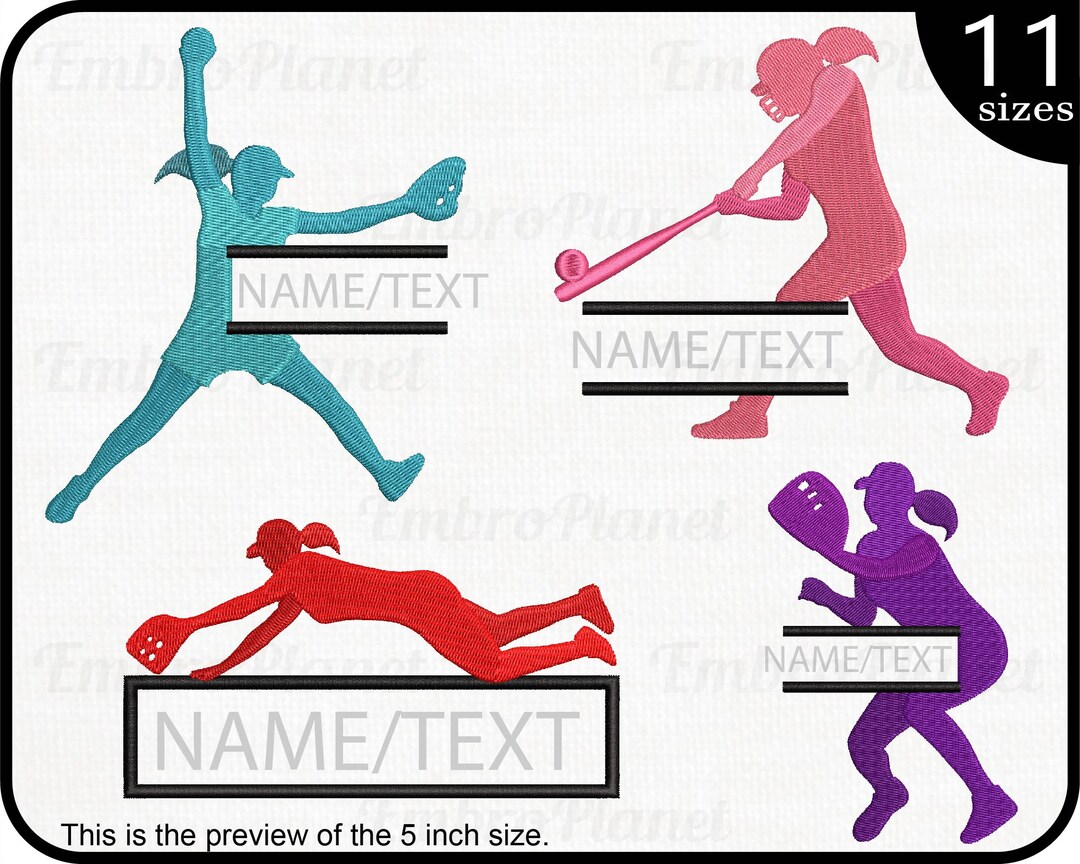 Split Softball Girls Designs for Embroidery Machine Instant Download ...