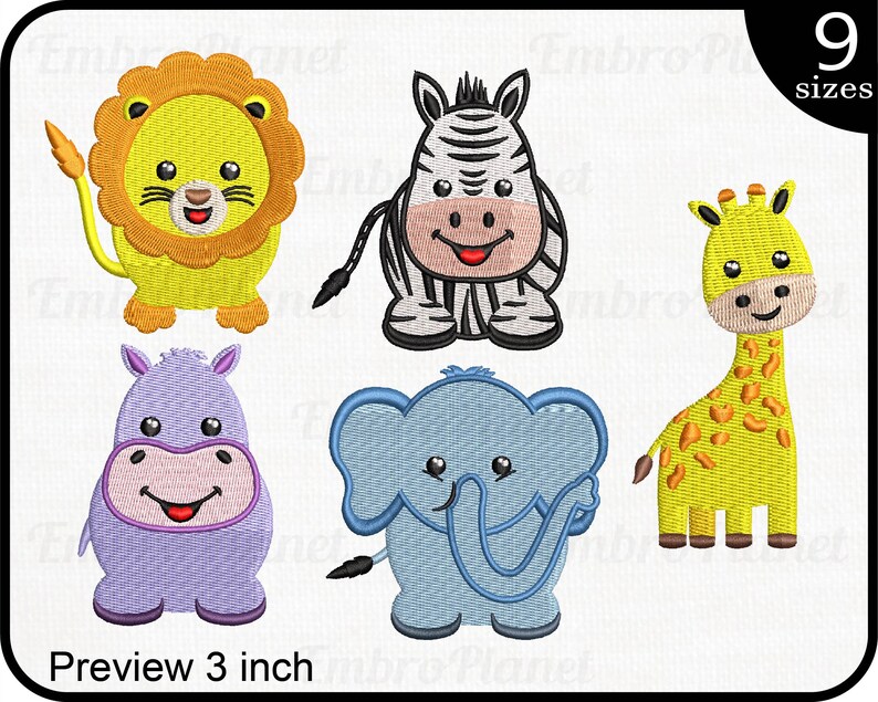 Cute Safari Animals Designs for Embroidery Machine Instant - Etsy