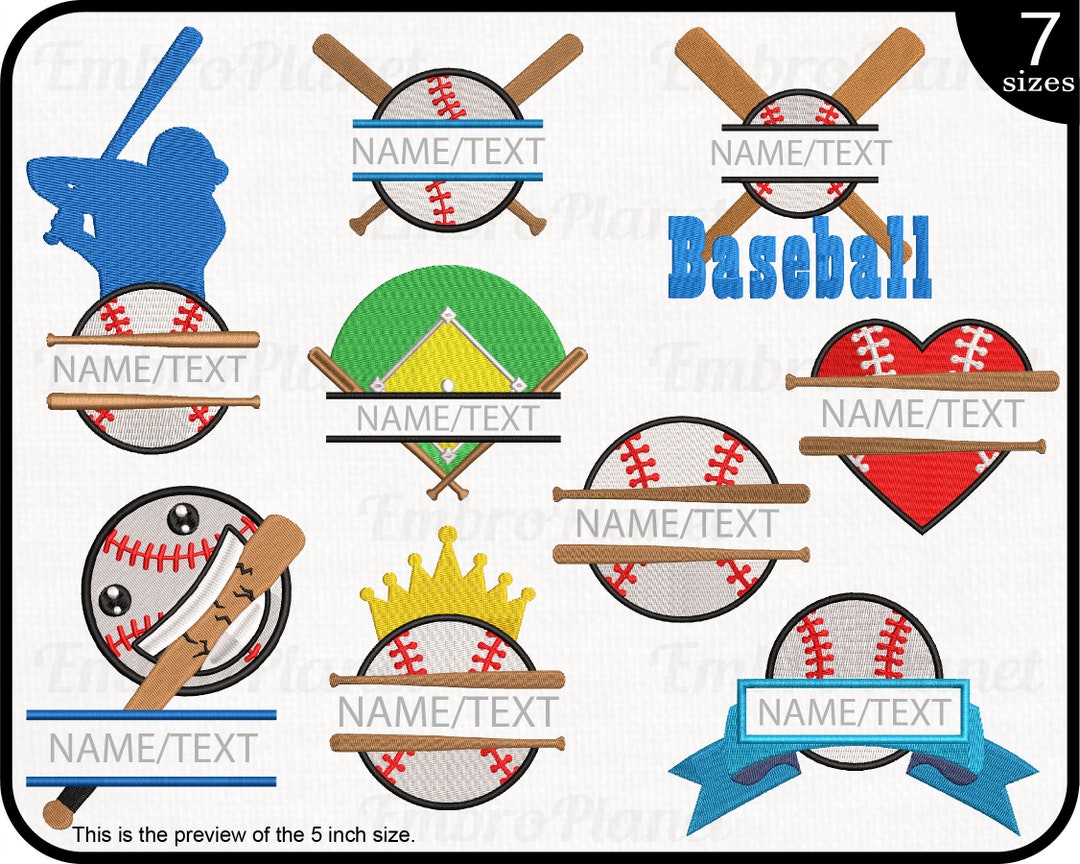 Split Baseball Embroidery - Designs for Embroidery Machine Instant ...