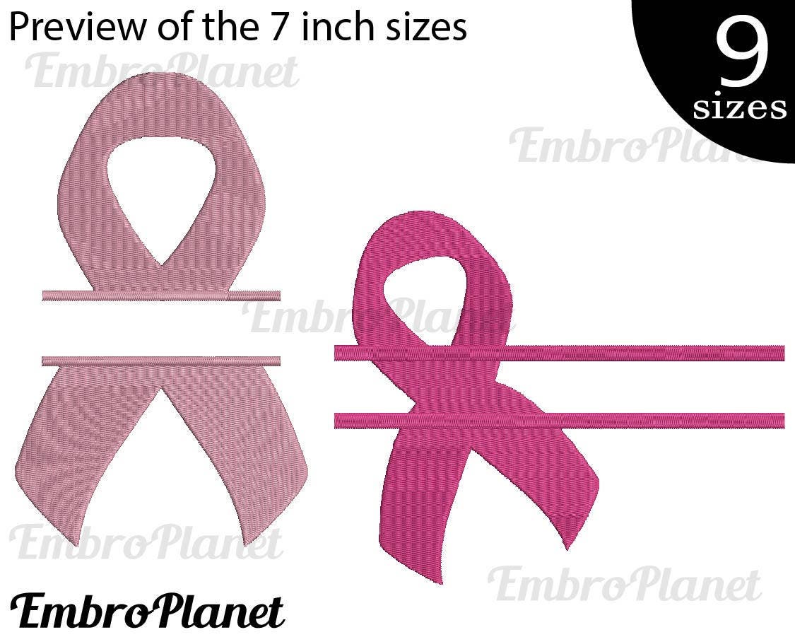 Split Breast Cancer Ribbons Design for Embroidery Machine | Etsy