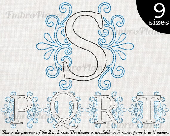 V6 Outline Regal Letters PQRST Designs for Embroidery - Etsy