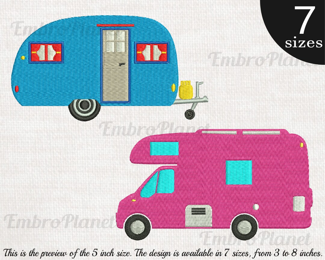 Colorful Campers - Designs for Embroidery Machine, Instant Download ...