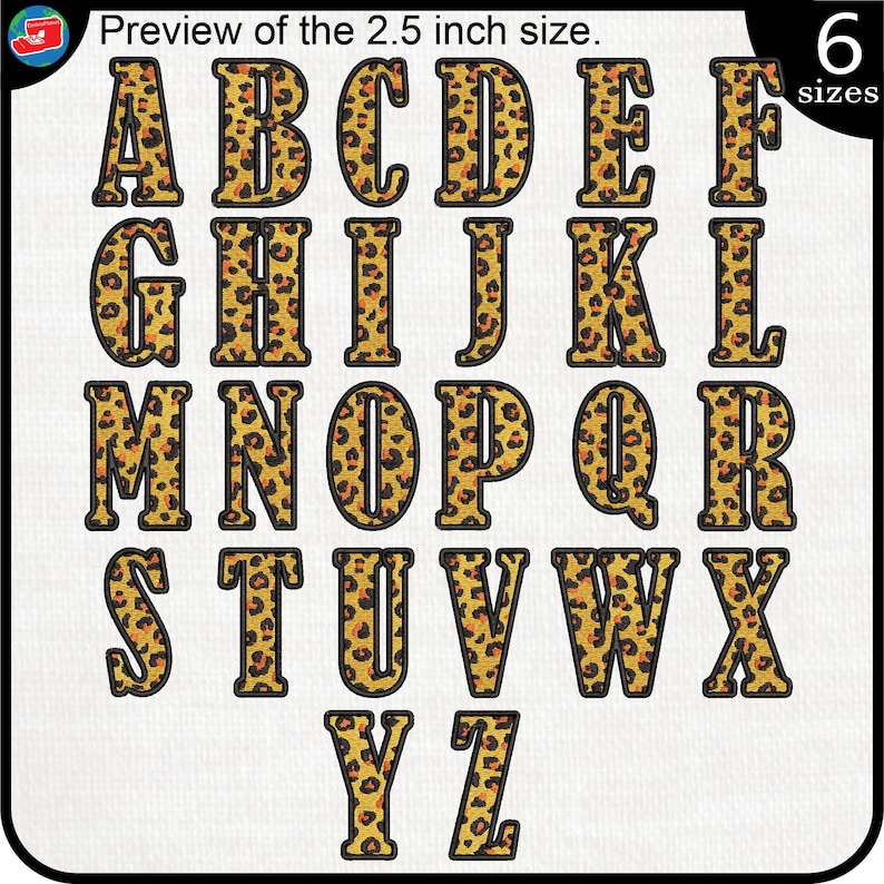Leopard Print Alphabet Embroidery Designs - Wild Cat Pattern (digital ...