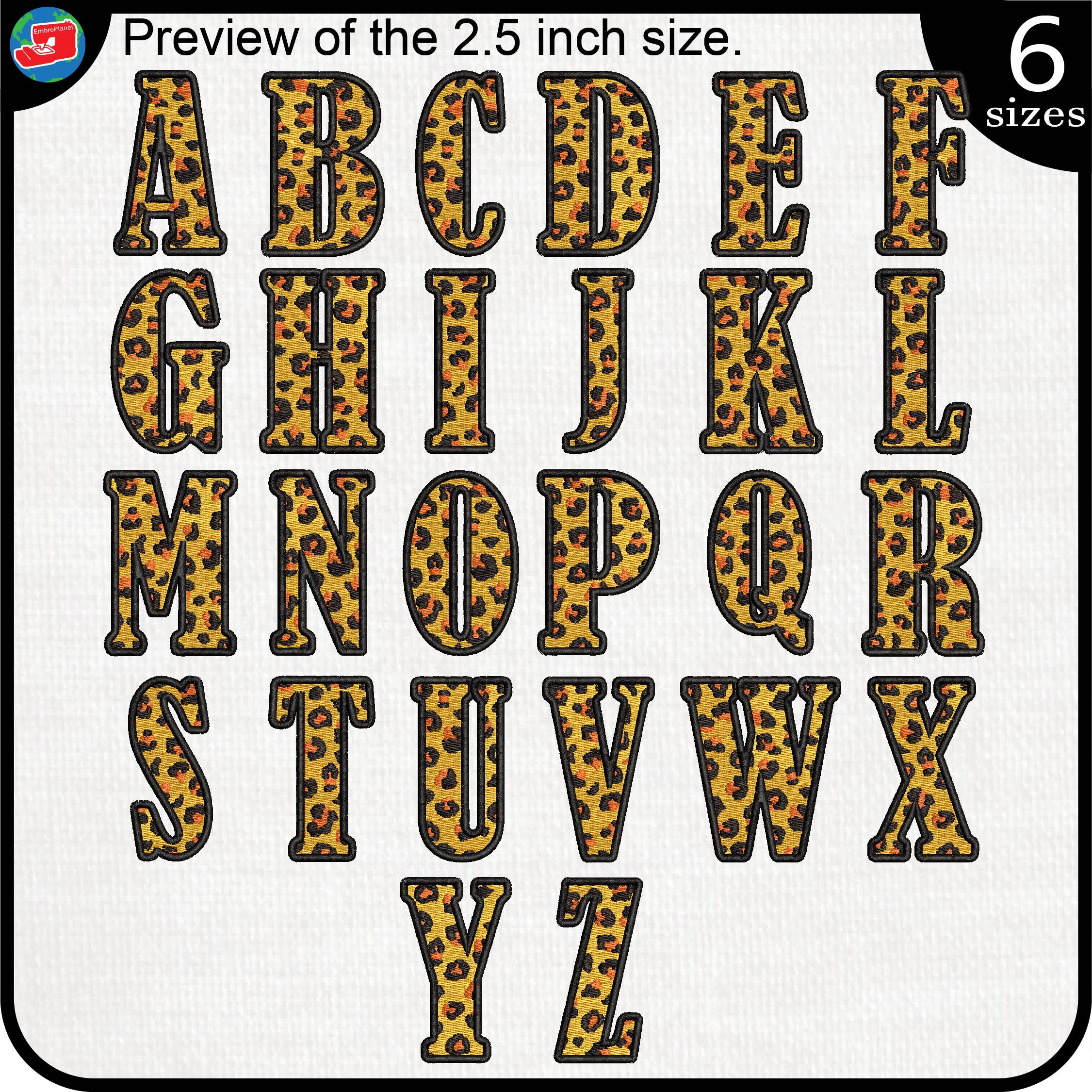 Leopard Print Alphabet Embroidery Designs - Wild Cat Pattern (digital ...