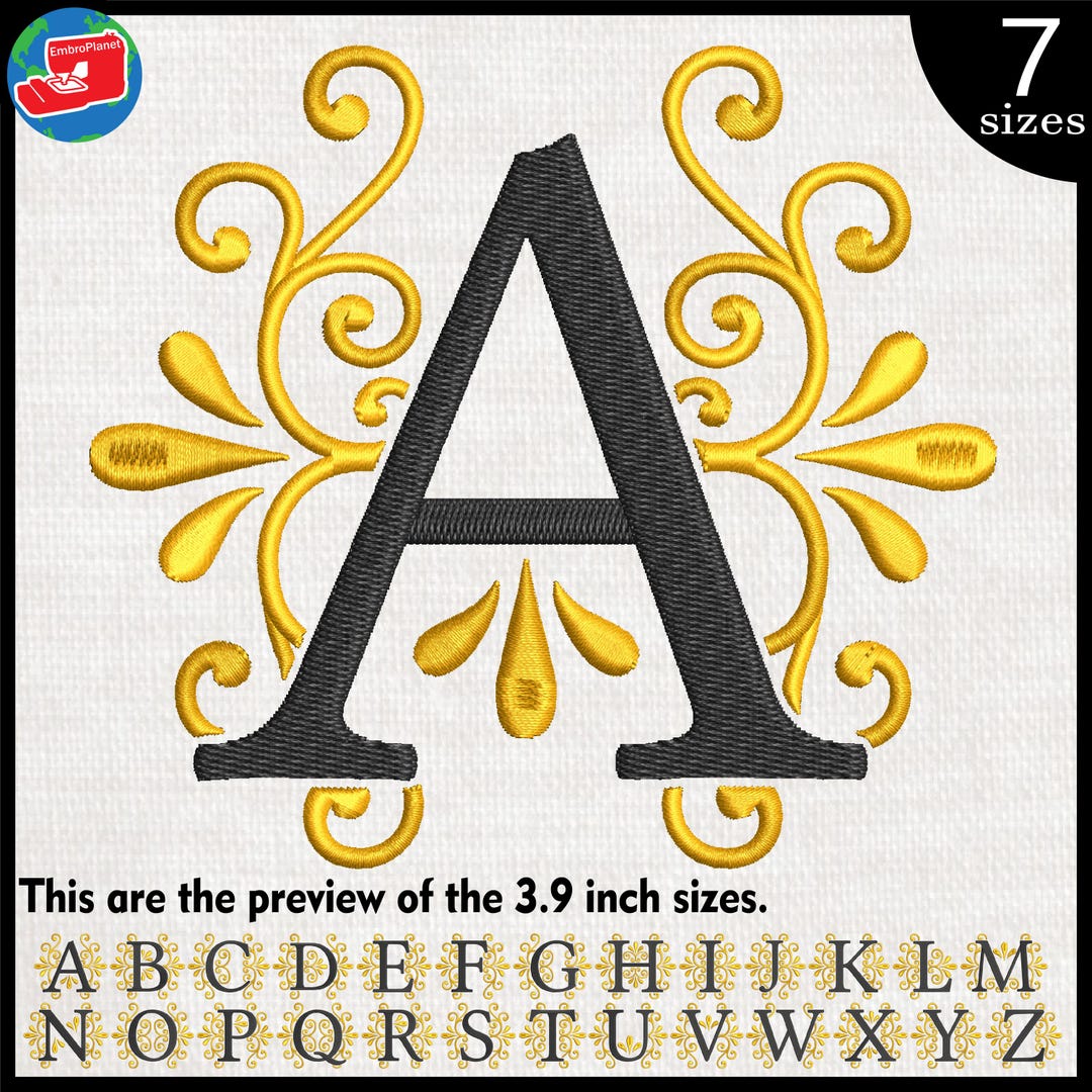Regal Alphabet Red and Gold Embroidery Designs: Files for Embroidery ...