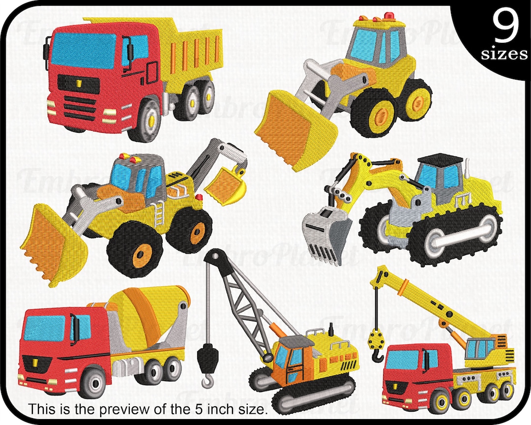 Construction Machine Embroidery Design – Cartoon Vehicle File (digital ...