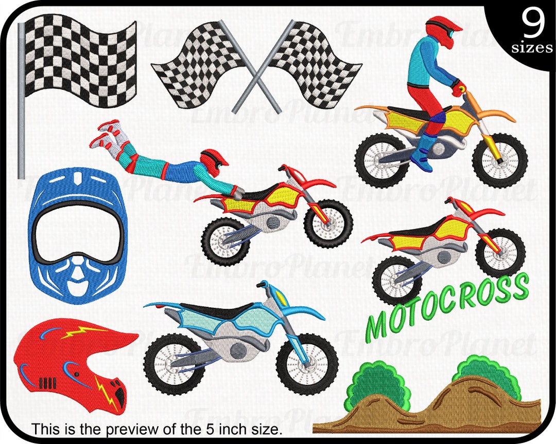 Motocross Embroidery Designs: Files for Embroidery Machine Moto Cross ...