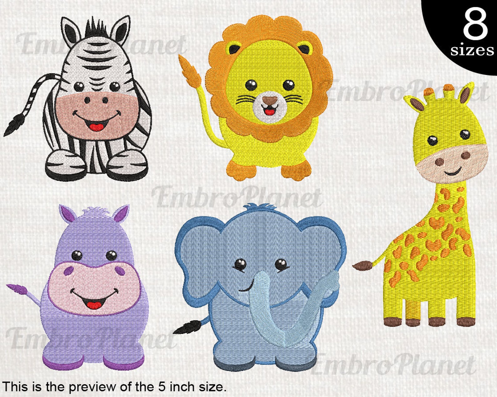 Cute Safari Animals Designs for Embroidery Machine Instant | Etsy