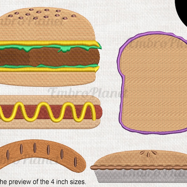 Hamburger Hotdog Embroidery File - Etsy