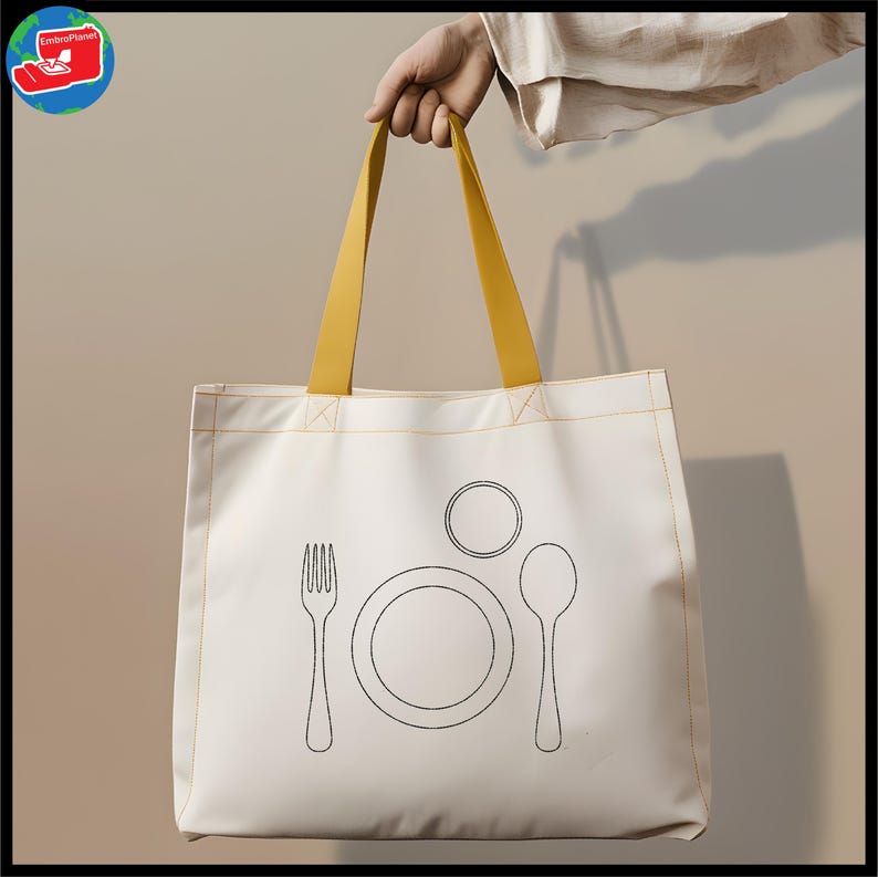 Table Etiquette Outline - Triple Run Embroidery Design (digital ...
