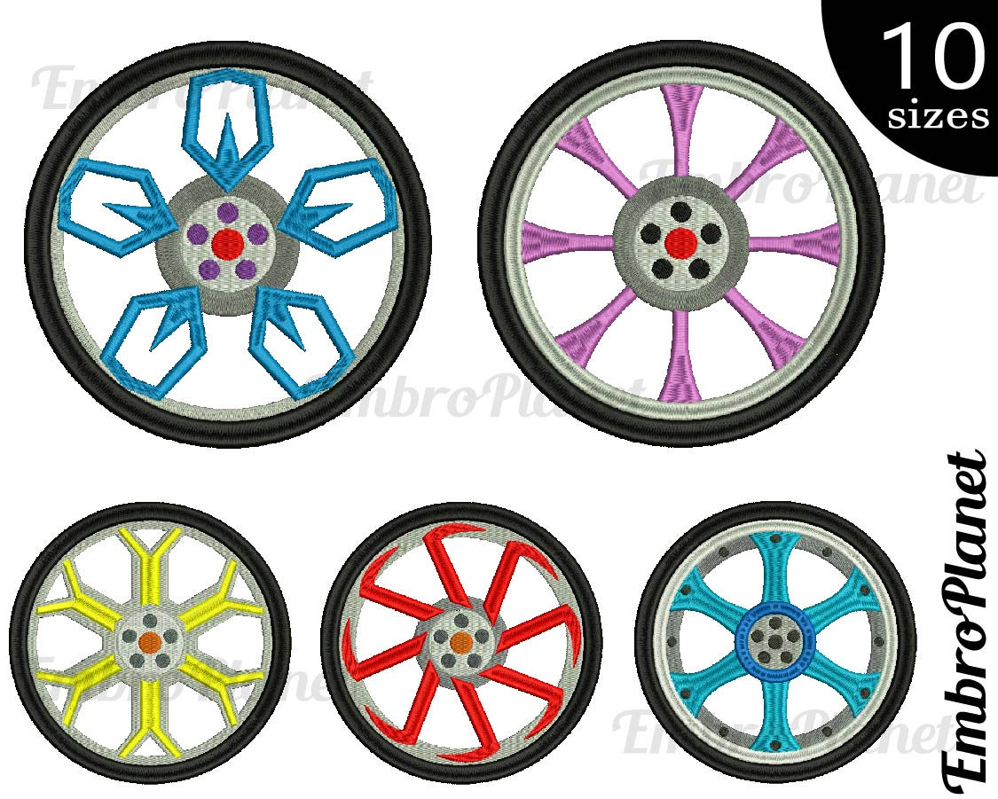Tires and rims Designs for Embroidery Machine Instant | Etsy