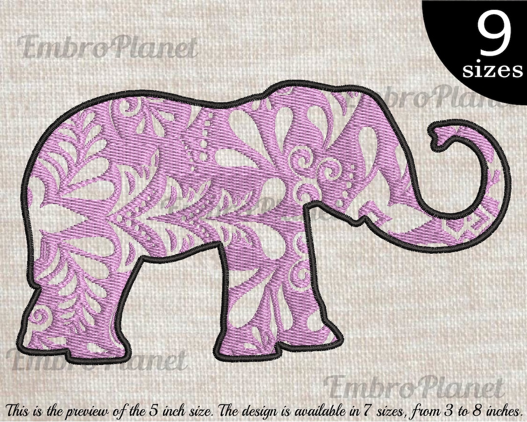 Zentangle Elephant Embroidery Designs: Files for Embroidery Machine ...