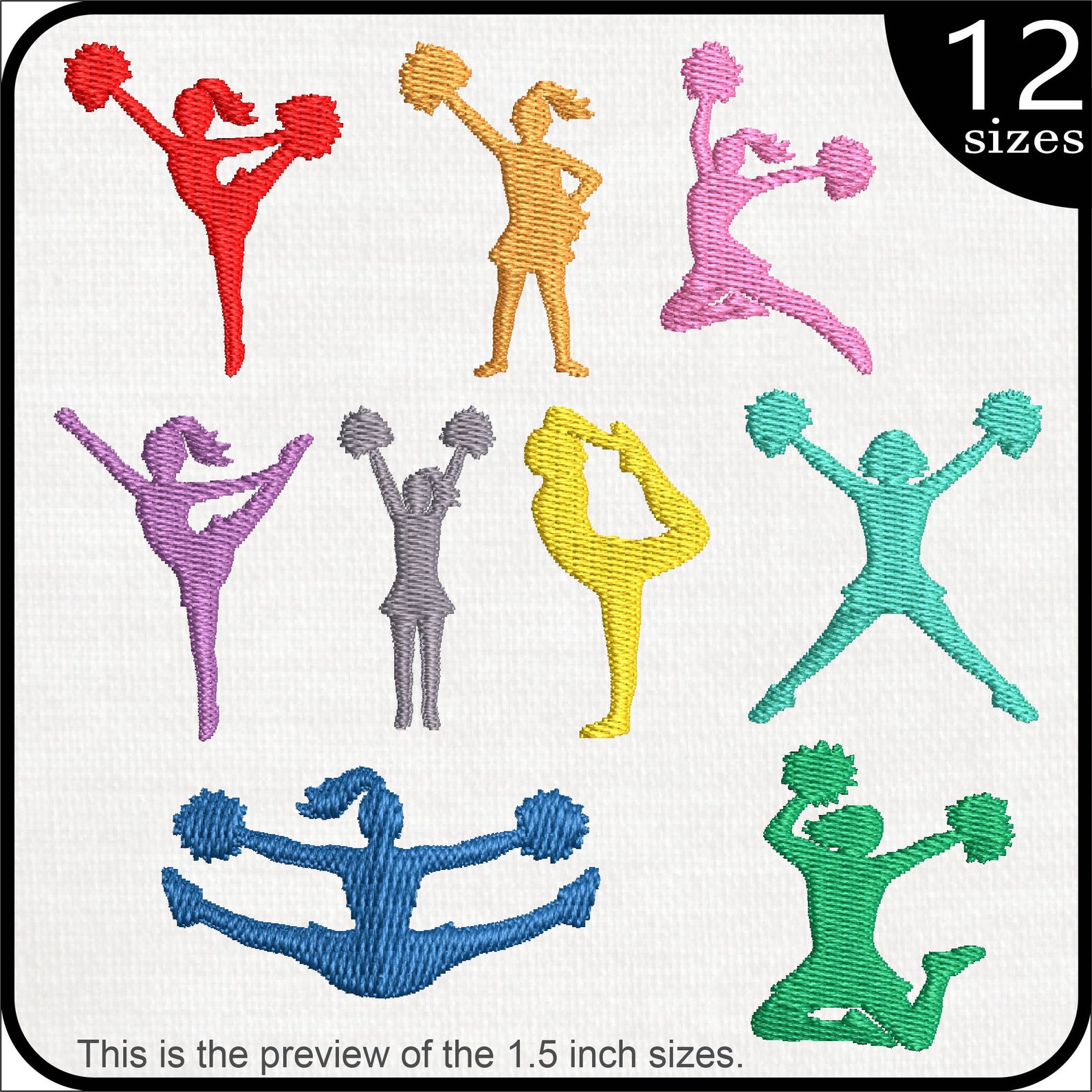 Cheerleader Embroidery Designs – Pom Poms, Sports, Dance (digital ...