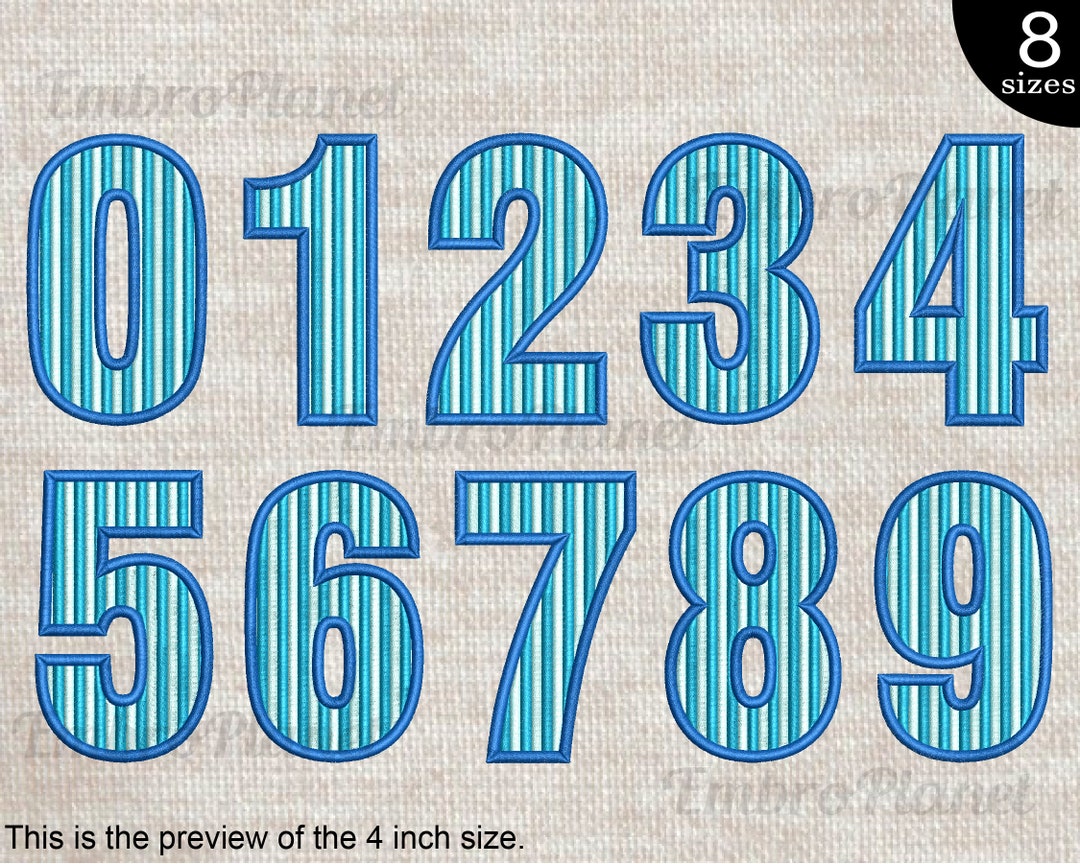 Satin Stripe Numbers - Design for Embroidery Machine Instant Download ...