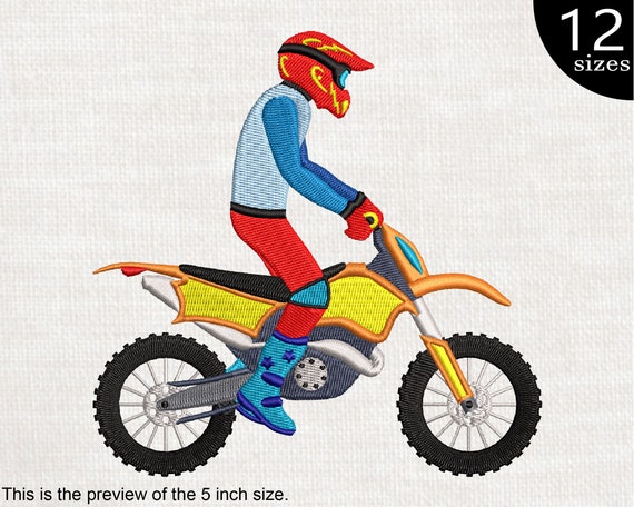 Motocross Biker Design for Embroidery Machine Instant - Etsy