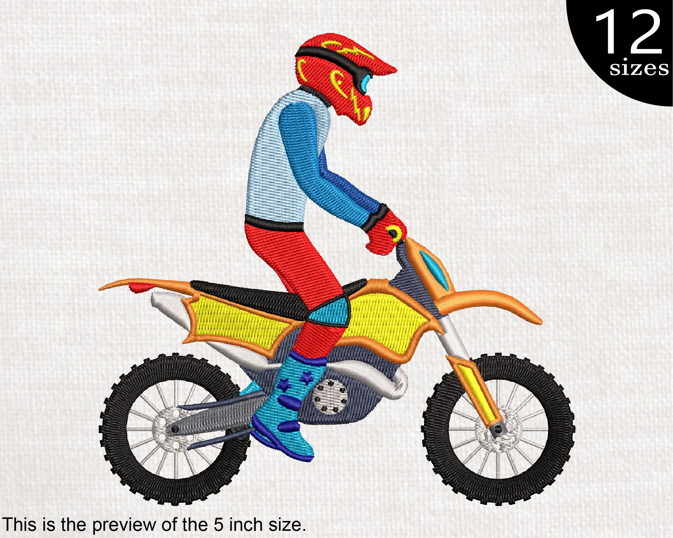 Motocross Biker Design for Embroidery Machine Instant | Etsy