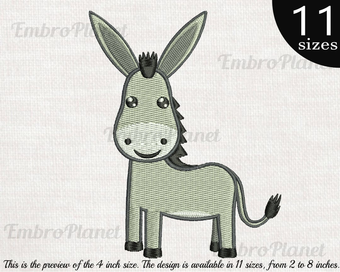 Donkey - Design for Embroidery Machine Digital Graphic File Stitch ...