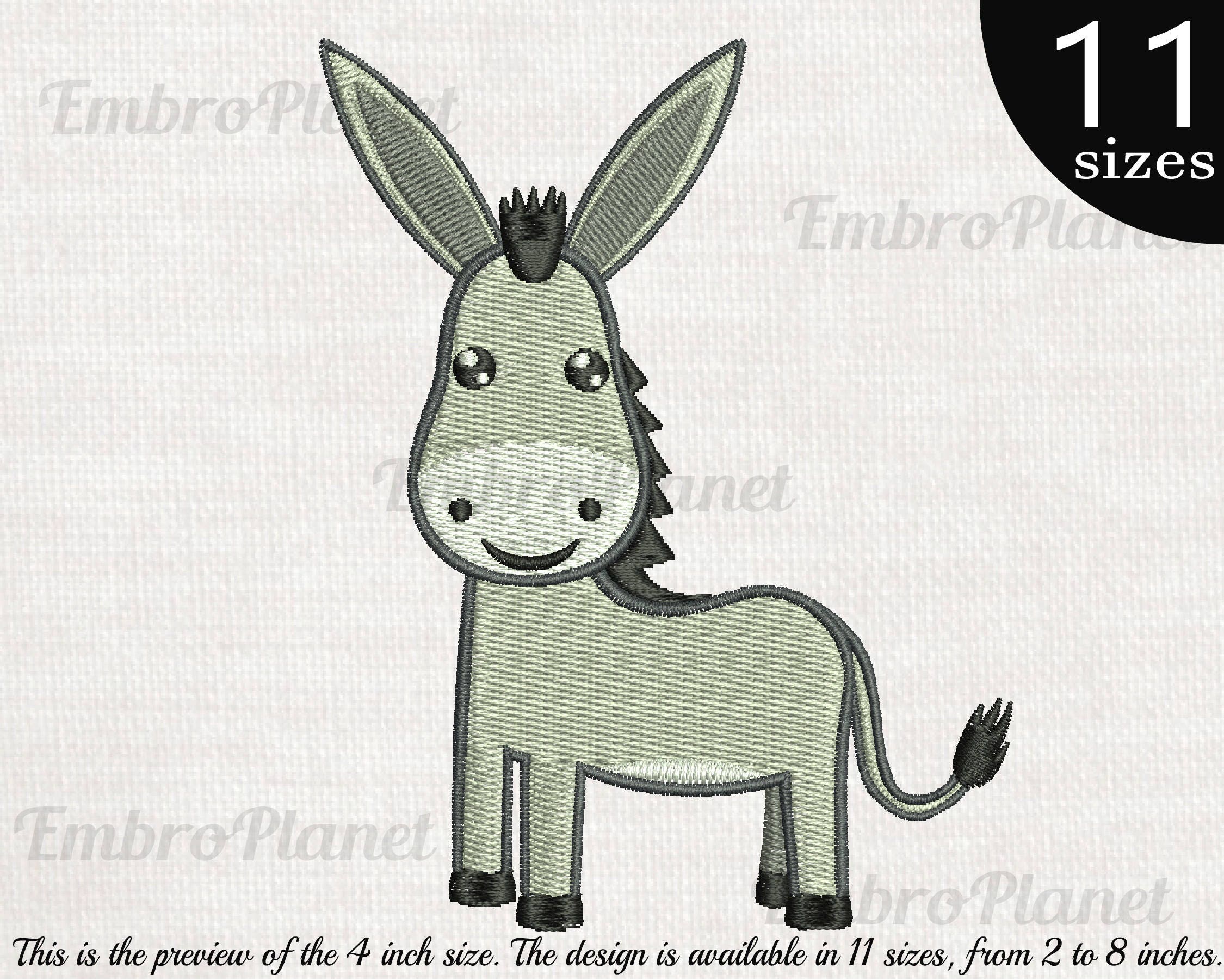 Donkey Design for Embroidery Machine Digital Graphic File | Etsy