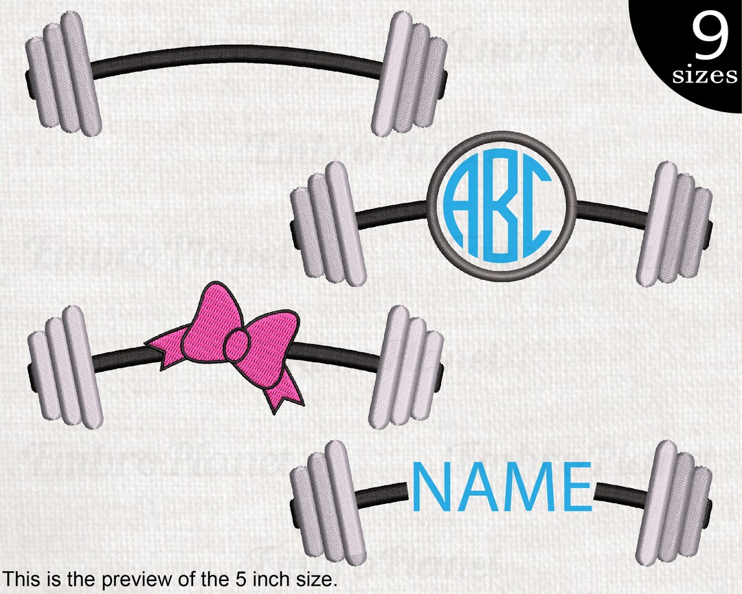 Barbell Designs for Embroidery Machine Instant Download - Etsy
