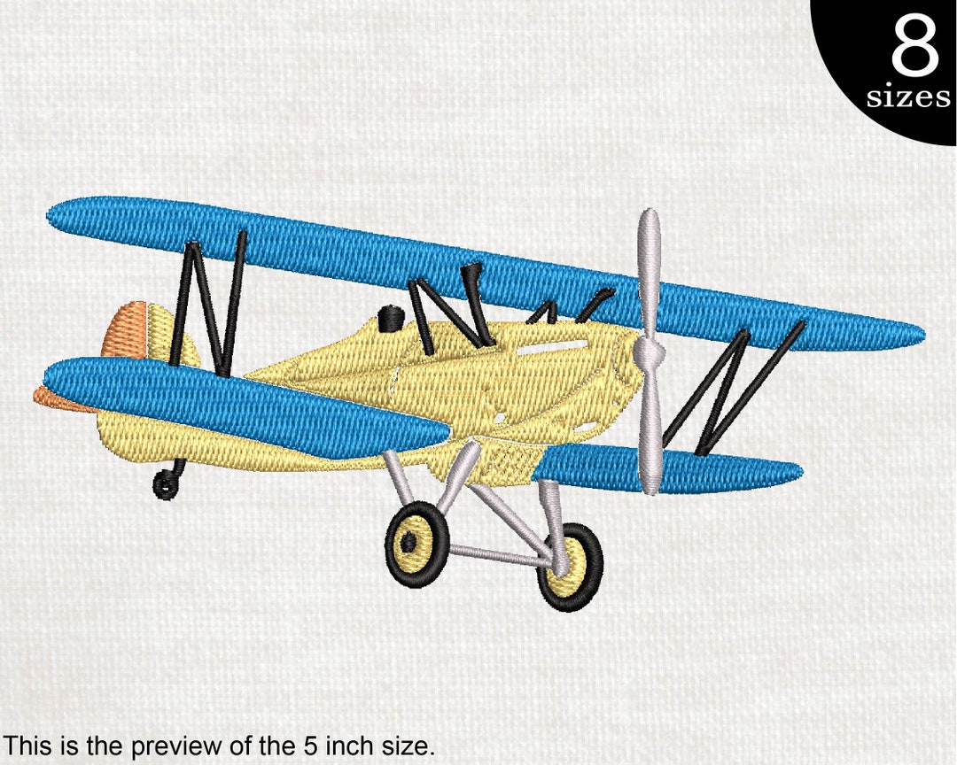 Vintage Biplane Embroidery Design – Classic Airplane, Instant Download ...