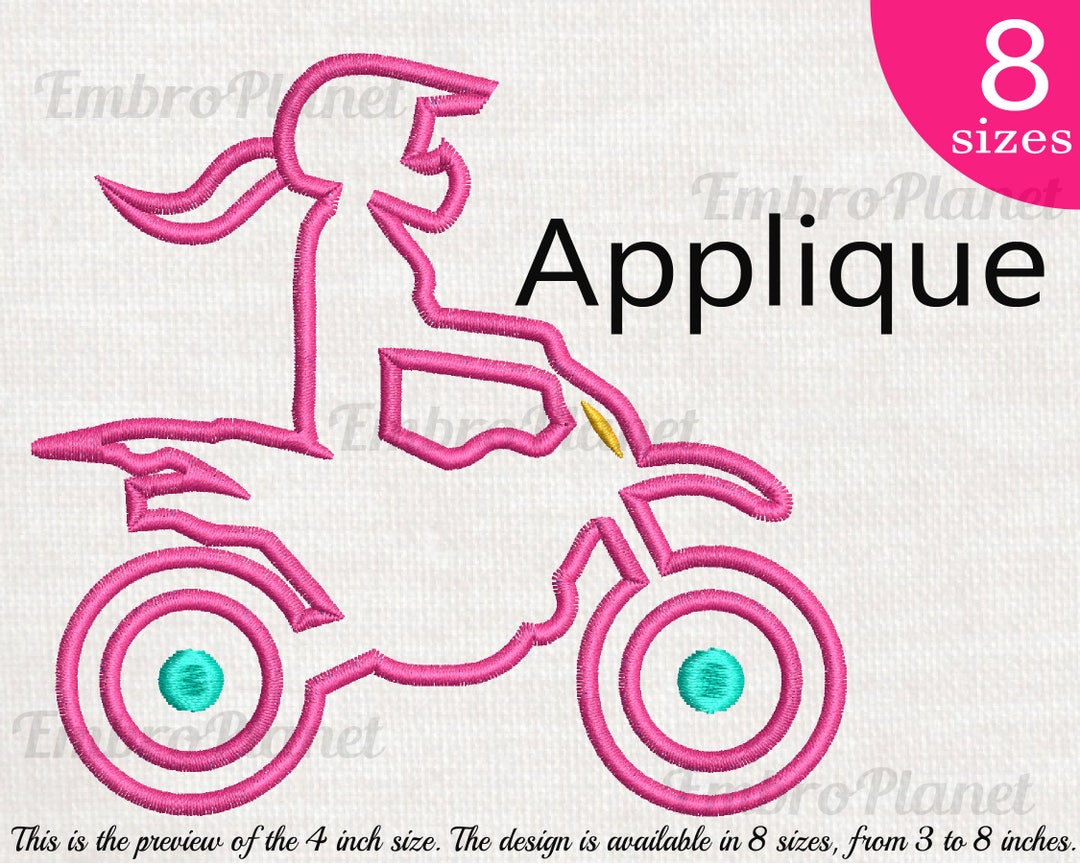 Girl Power Motocross Embroidery Design – Applique, Motorbike Rider ...