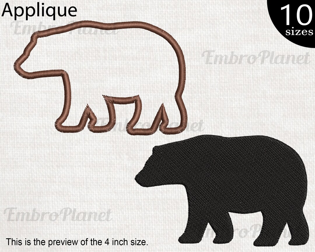 Bear Embroidery Design – Applique & Full Stitch (digital Download) - Etsy
