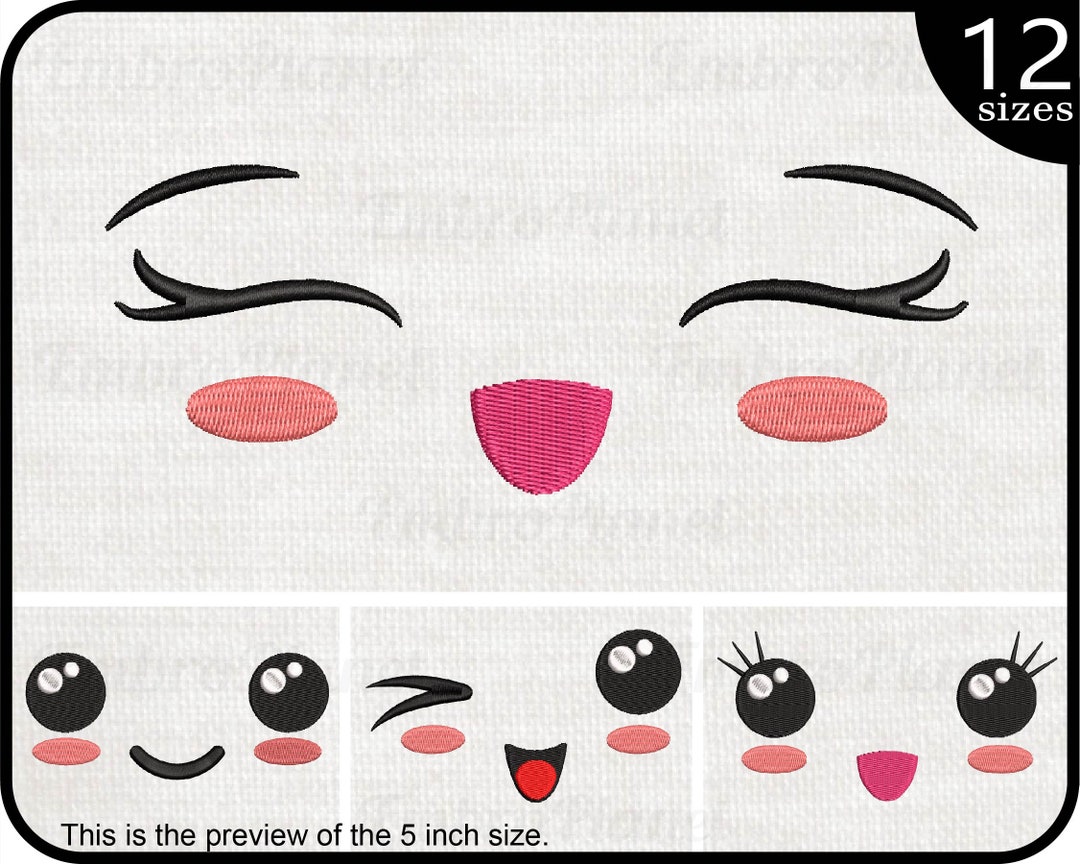 Kawaii Faces Embroidery Designs – Machine Stitch Files (digital ...