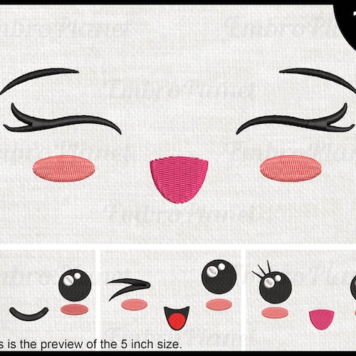 Cute Kawaii Faces Design for Embroidery Machine Instant - Etsy