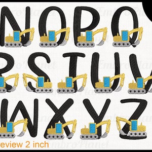 Excavator N to Z Letters Designs for Embroidery Machine Instant ...