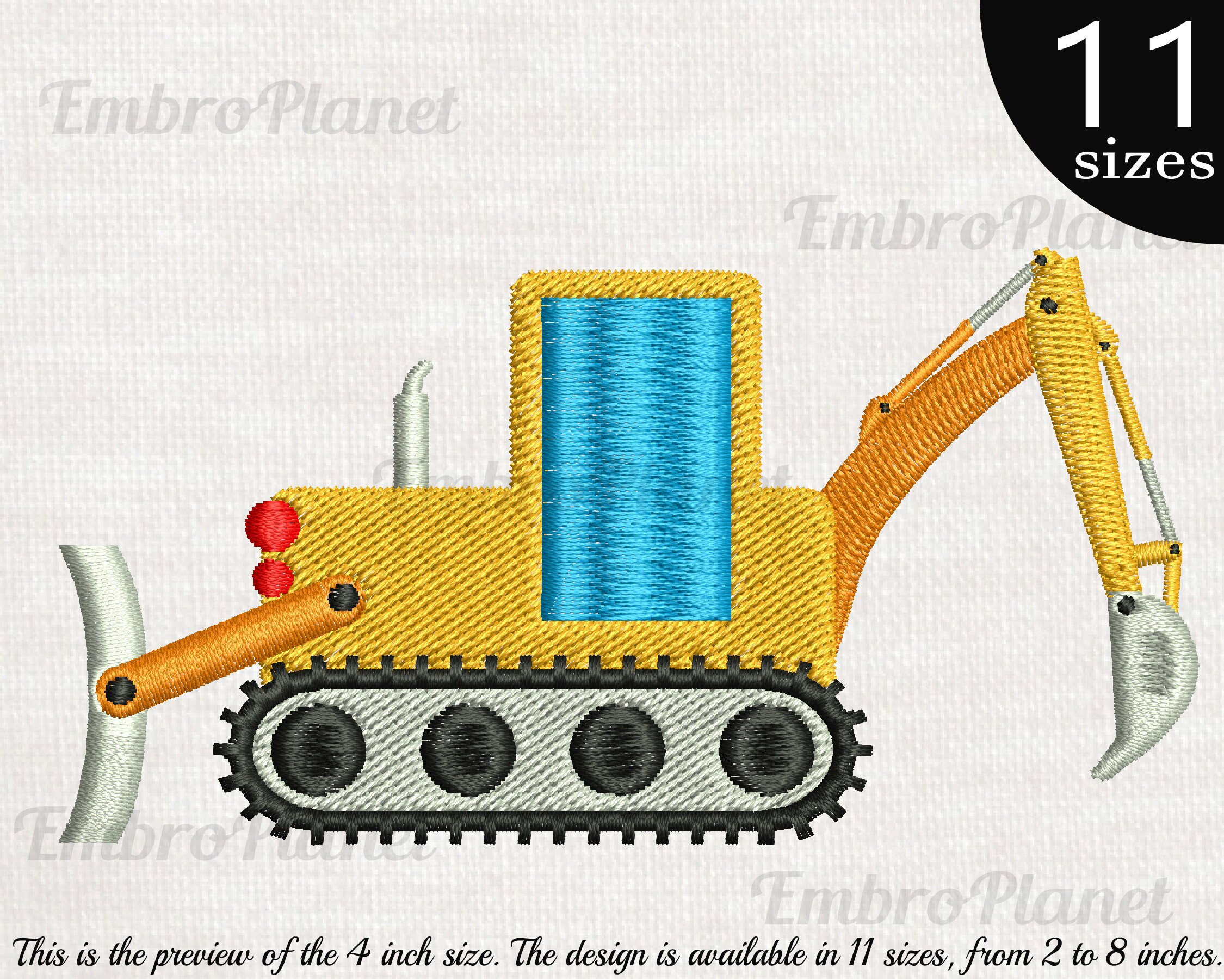 Construction Backhoe Design for Embroidery Machine Graphic | Etsy