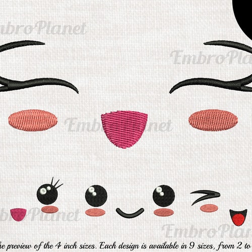 Cute Kawaii Faces Design for Embroidery Machine Instant - Etsy