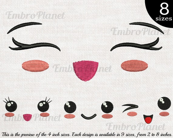 Very Cute Kawaii Faces Designs for Embroidery Machine - Etsy
