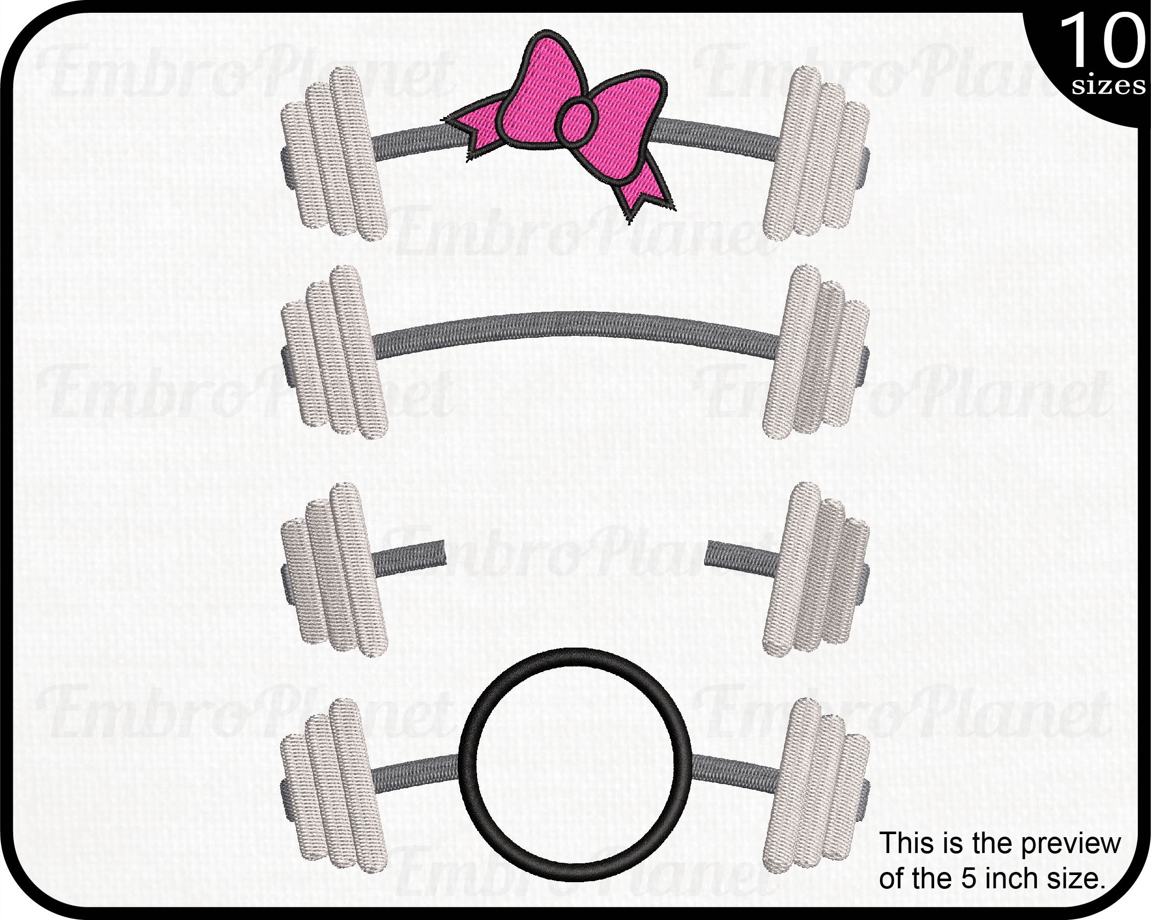 Barbell Embroidery Designs – Fitness Gym Equipment (digital Download ...