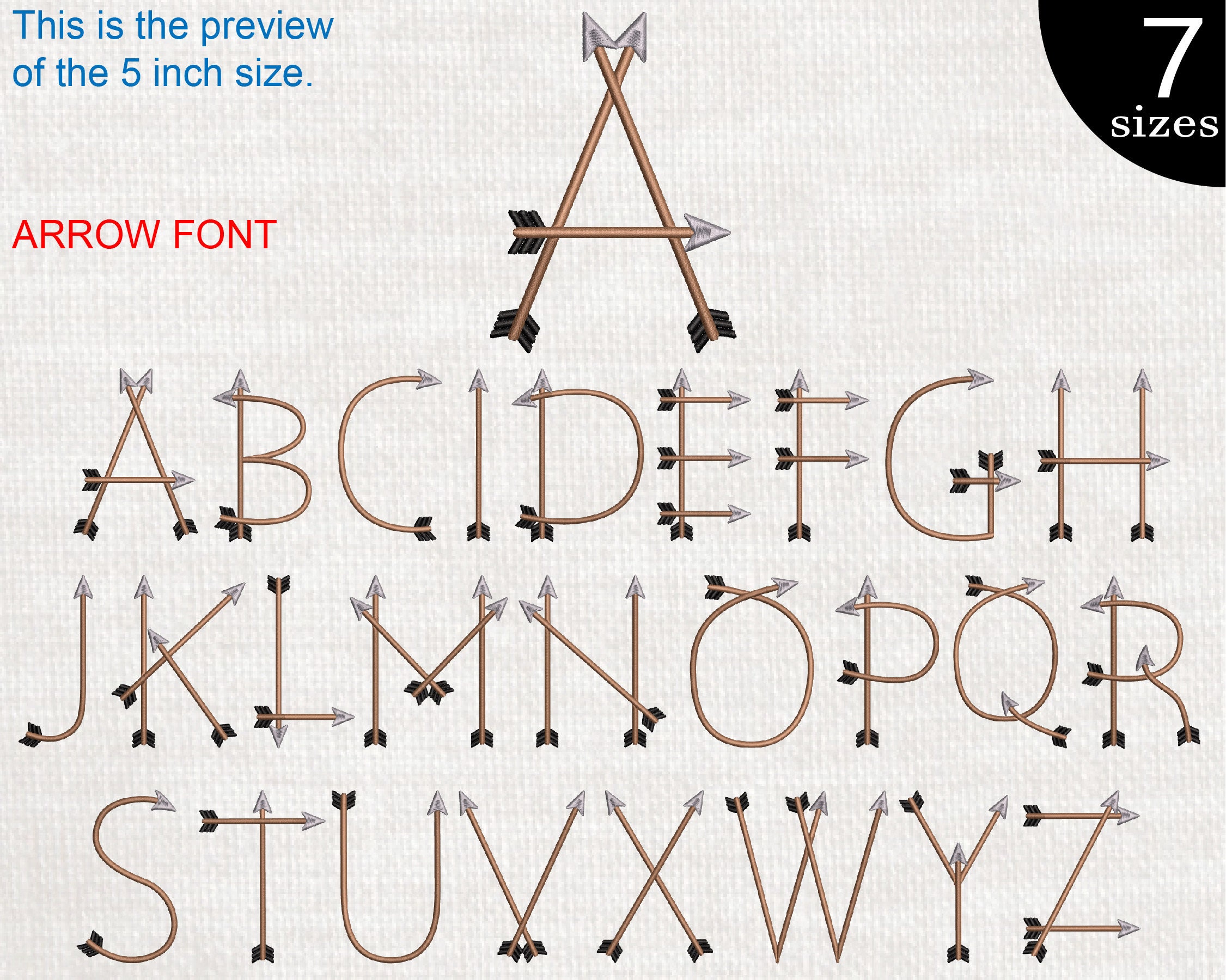 Arrow Font Diseños para máquina de bordado Descarga - Etsy México