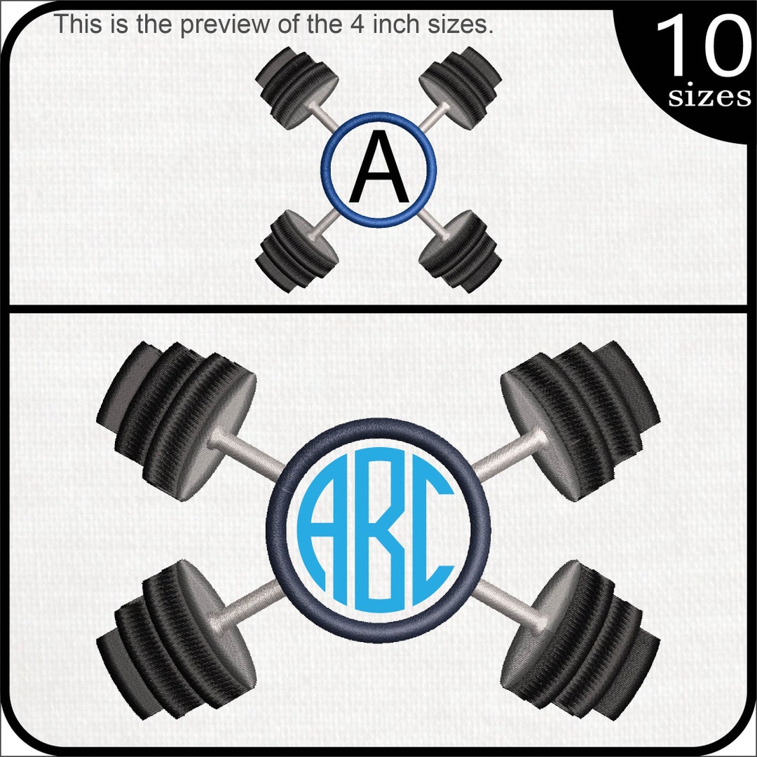 Crossed Barbells Monogram Embroidery Design (digital Download) - Etsy