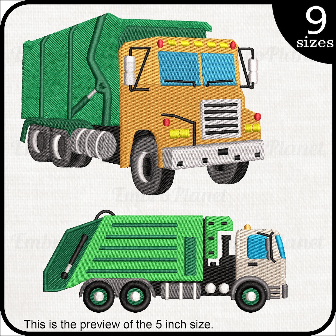Garbage Trucks - Designs for Embroidery Machine Instant Download ...