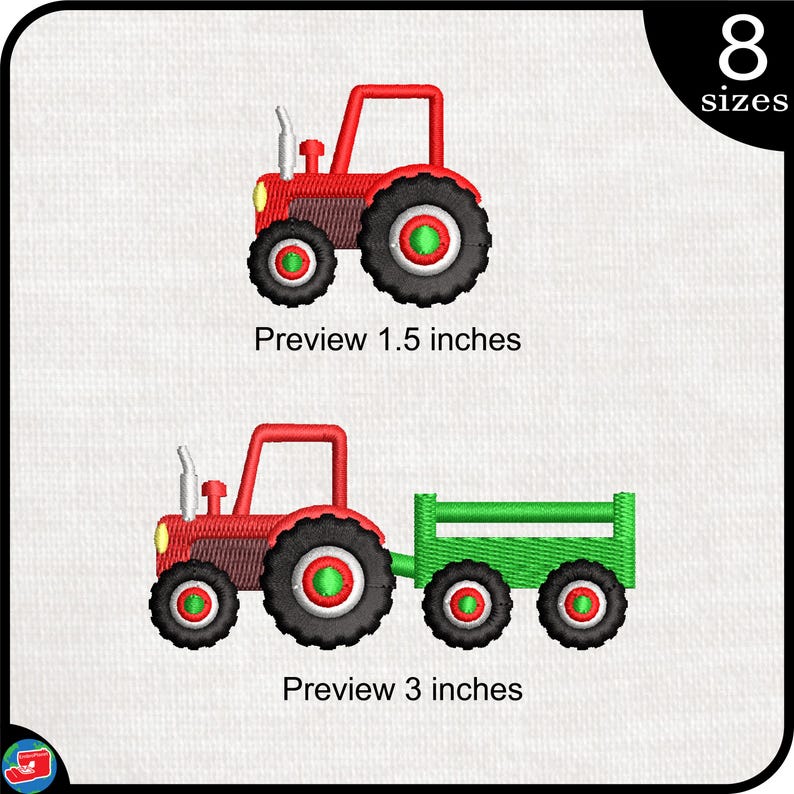 Farm Tractor Embroidery Designs: Files for Embroidery Machine (digital ...