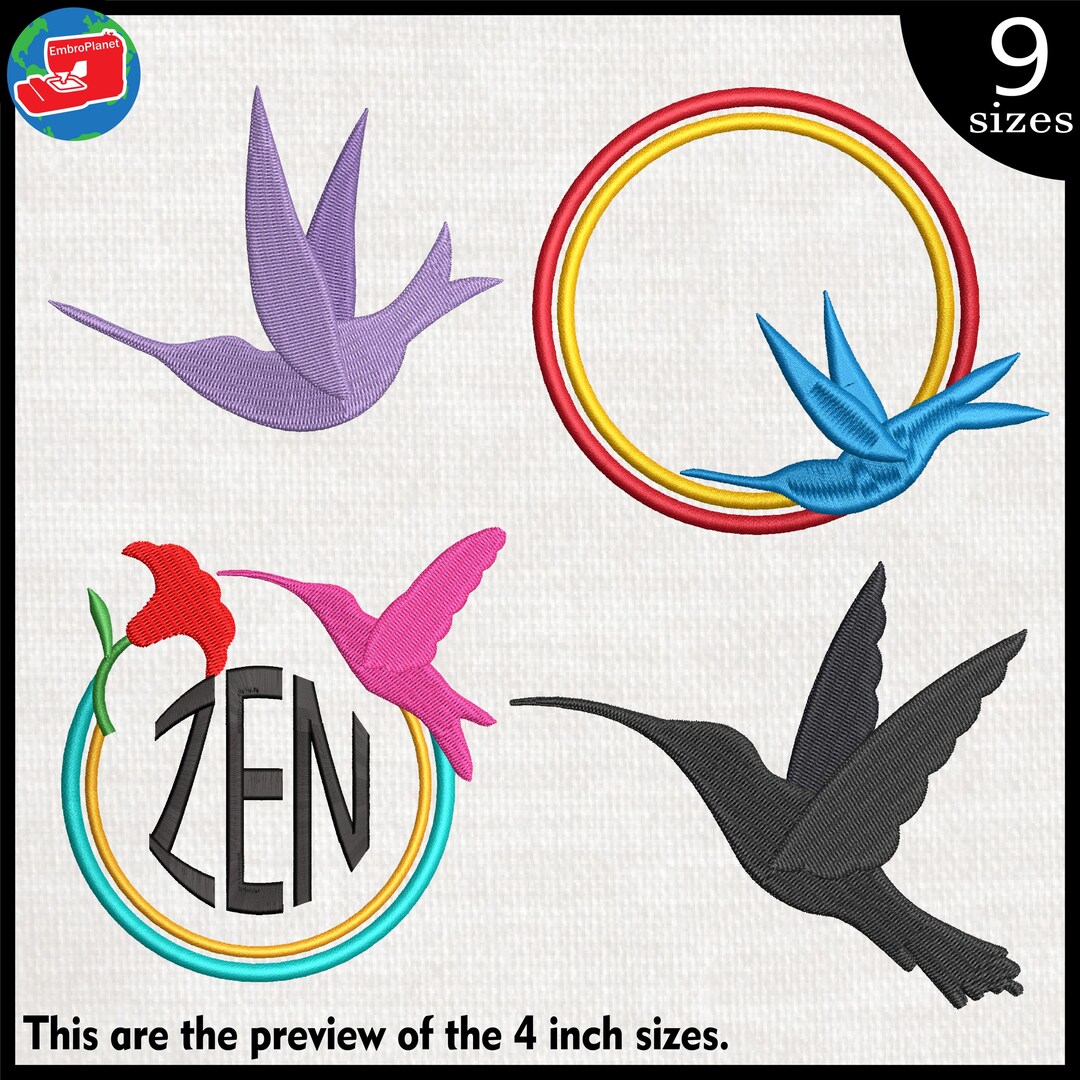 Hummingbird Embroidery Design: Circle Frame, Instant Download - Etsy