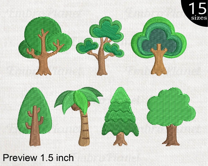 Trees Designs for Embroidery Machine Instant Download - Etsy